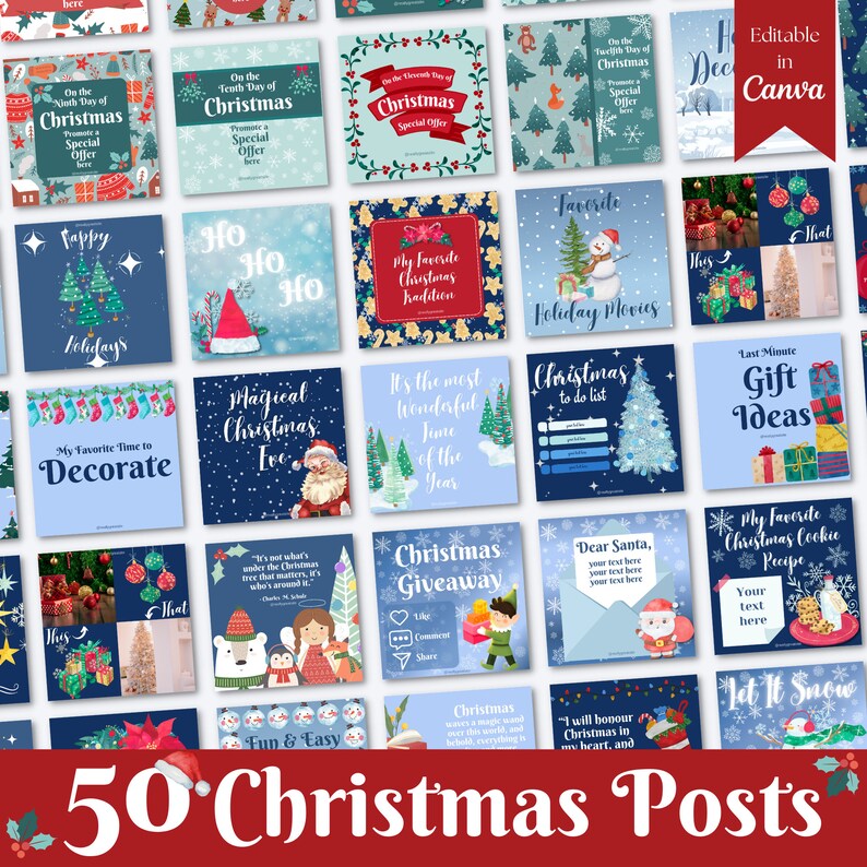 50 Christmas Instagram Post Templates, Christmas Social Media Posts ...