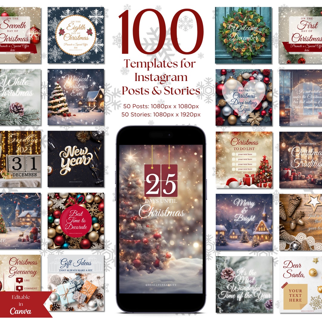 100 Christmas Instagram Templates Bundle, Instagram Christmas Story ...