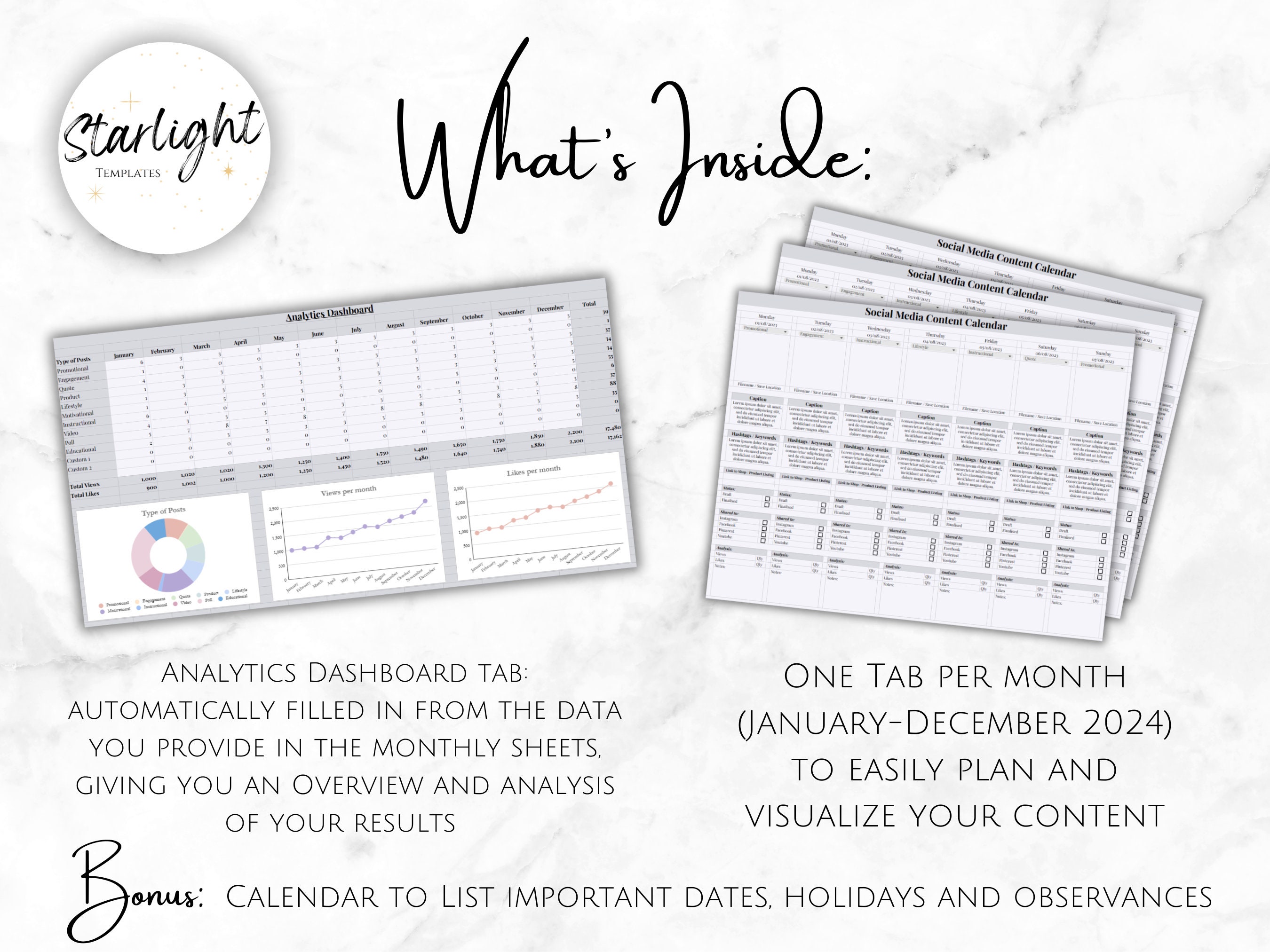 2024 Social Media Content Planner, Google Sheets Social Media Calendar ...