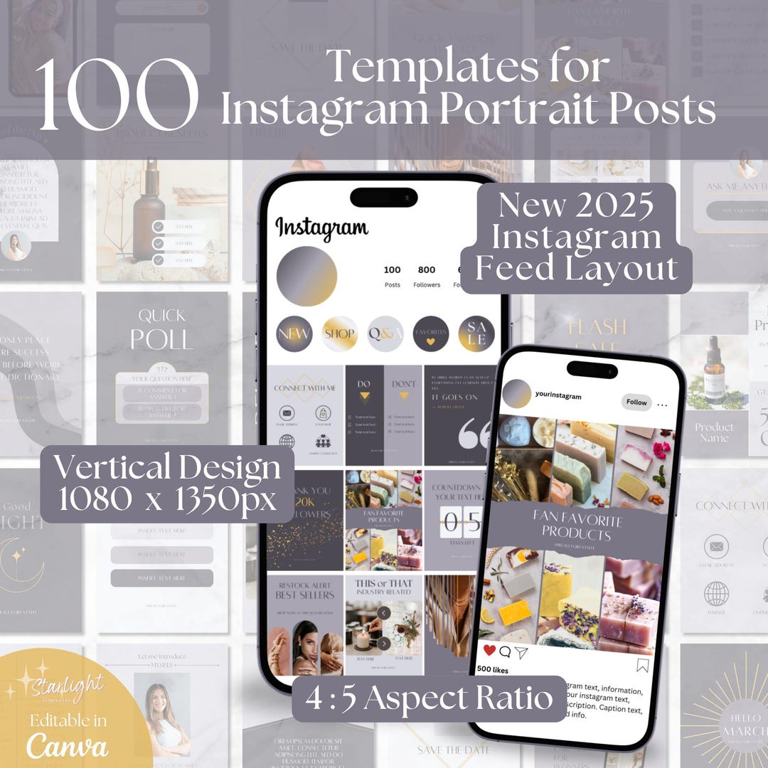 100 Post Templates New Instagram Grid Layout, Small Business Instagram ...