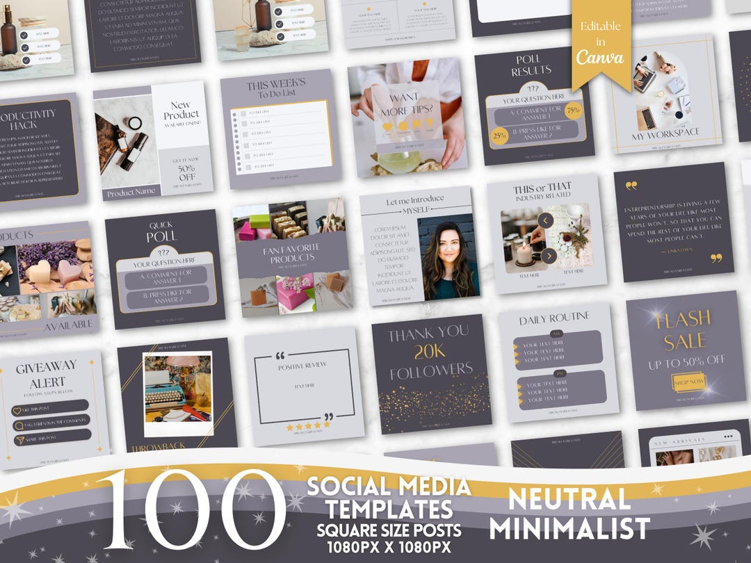 100 Social Media Templates for Small Business Branding, Square Size ...