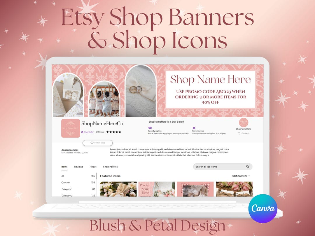 Peachy Soft Pink Etsy Shop Banner Design for Successful Etsy Sellers ...