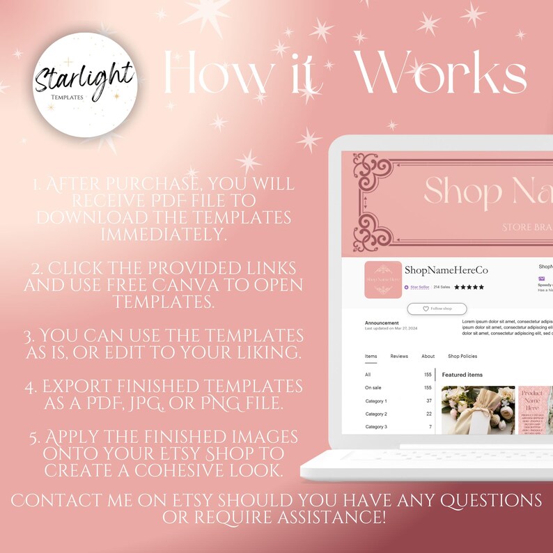 Peachy Soft Pink Etsy Shop Banner Design for Successful Etsy Sellers ...
