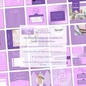 Purple Instagram Post Templates, Purple Violet IG Feed , Social Media ...