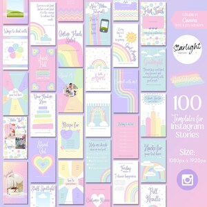 Pastel Rainbow Instagram Posts Bundle | Pastel IG Feed & Stories ...