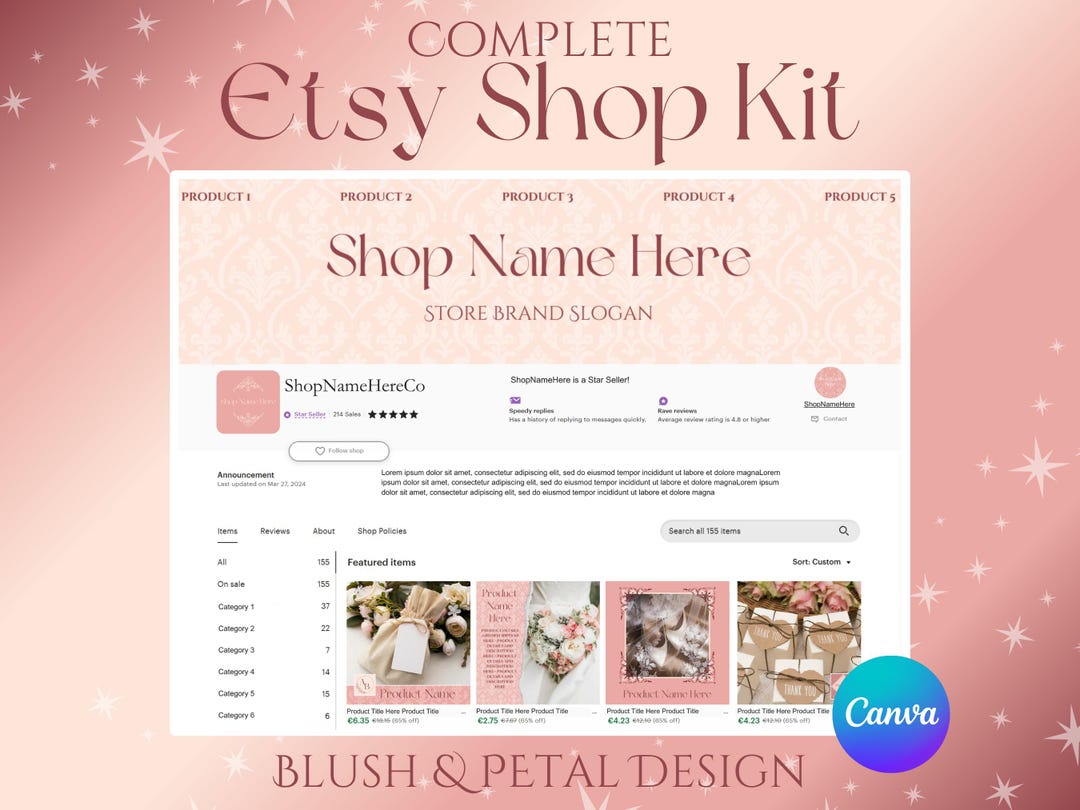Etsy Shop Templates Bundle for Etsy Sellers: Shop Banner, Listing ...