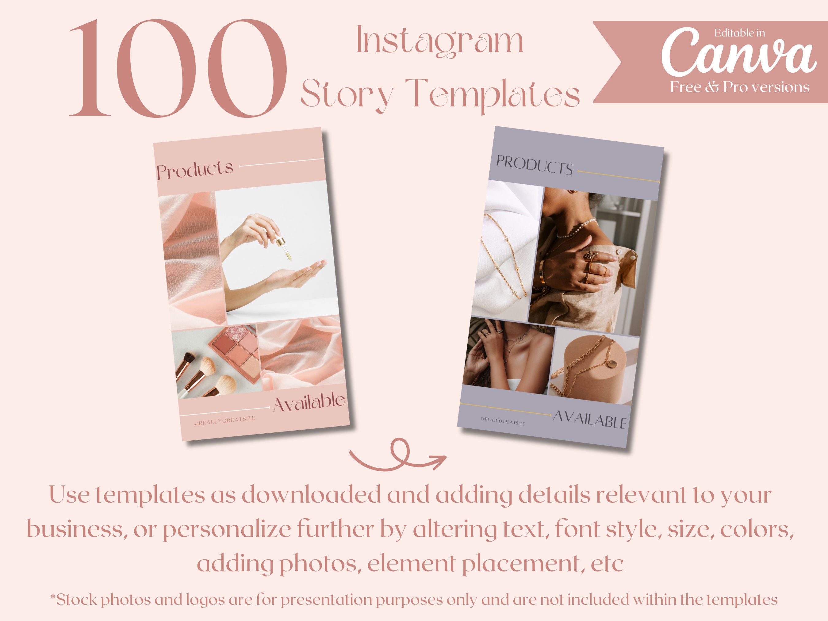 130 Pink Instagram Story Template Bundle Insta Highlight Covers Rose ...