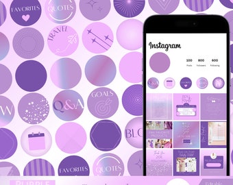 30 Purple Instagram Highlight Covers, Editable Canva Templates ...