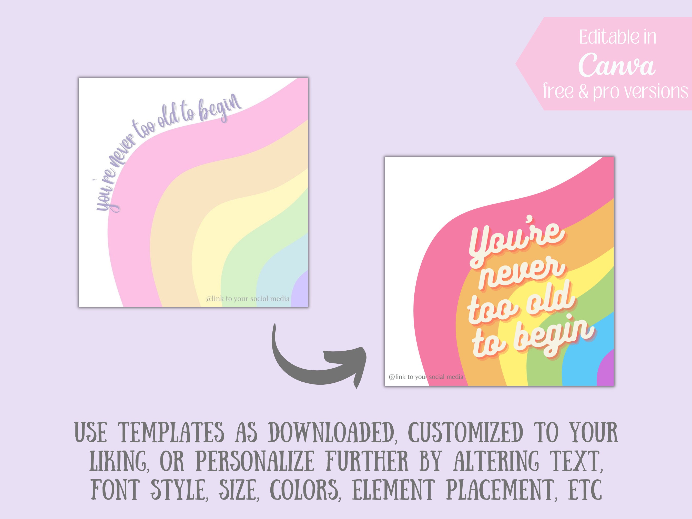 100 Colorful Instagram Templates, Instagram Pastel Rainbow, Social ...