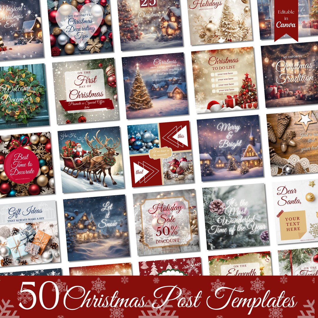 50 Instagram Christmas Templates, Christmas Social Media Posts, Xmas ...