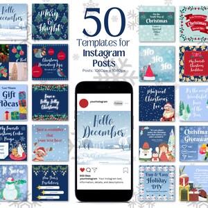 100 Christmas Instagram Templates Bundle, Instagram Posts, Insta ...
