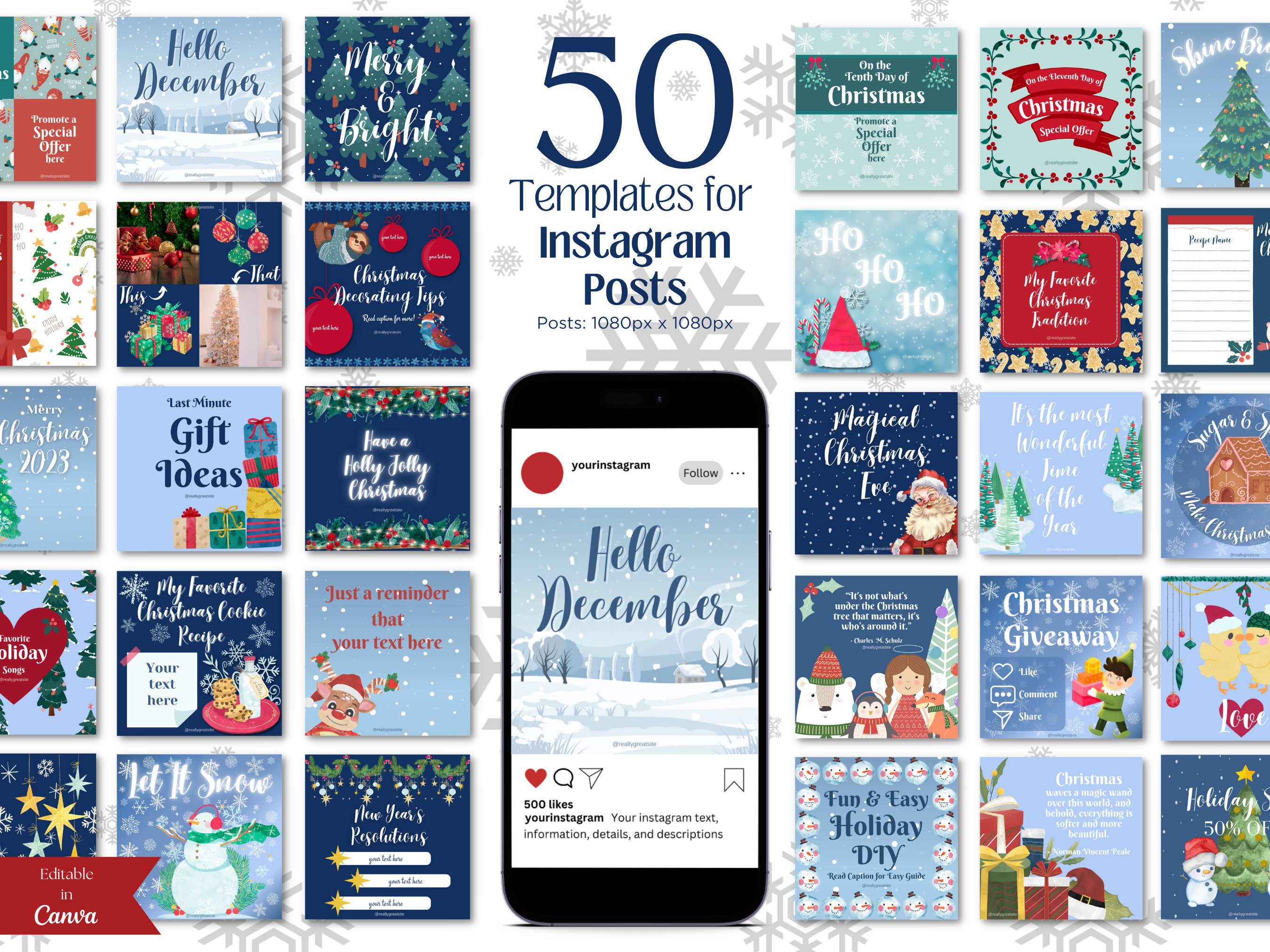 100 Christmas Instagram Templates Bundle Instagram Posts - Etsy