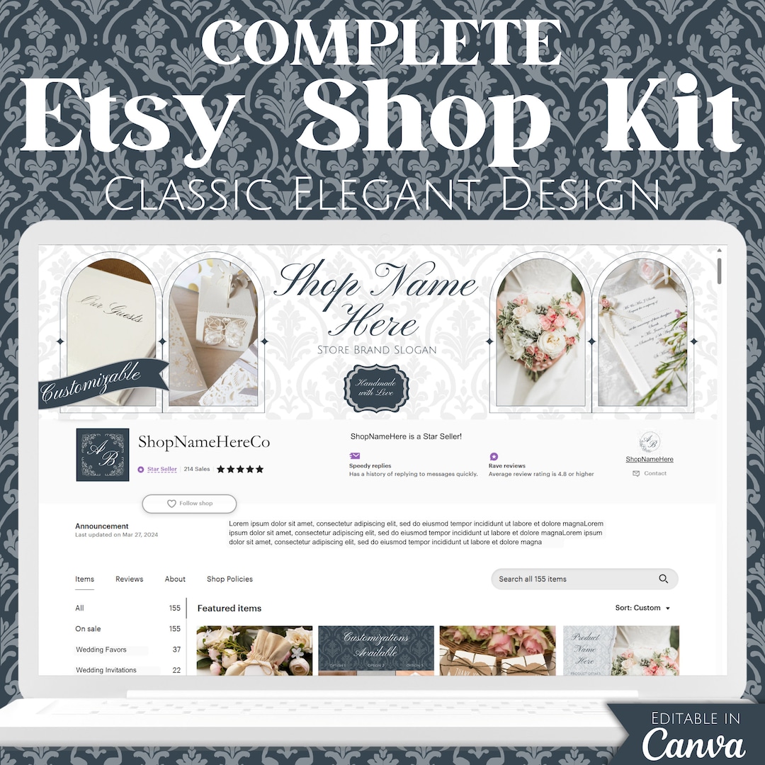 Etsy Shop Kit, Canva Templates for Etsy Shop Banner, Listing Thumbnails ...