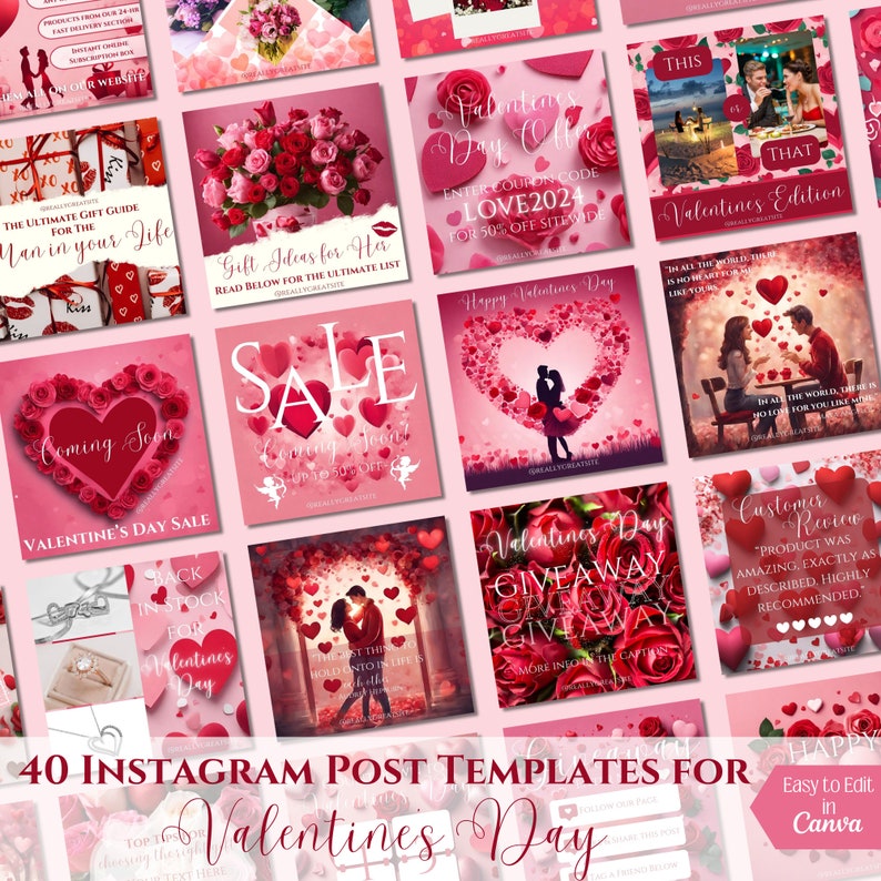 Valentine's Day Instagram Post Templates, February Instagram Posts ...