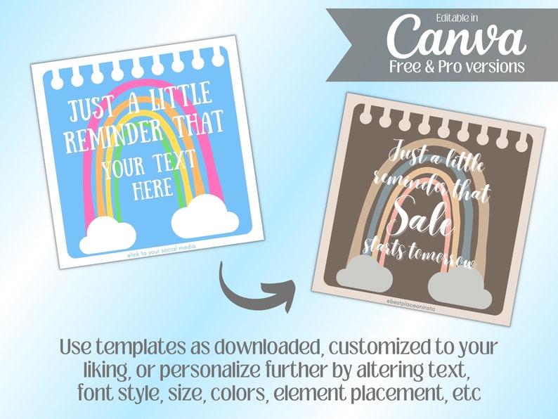 Bright Rainbow Instagram Post Templates Colorful Canva Templates ...