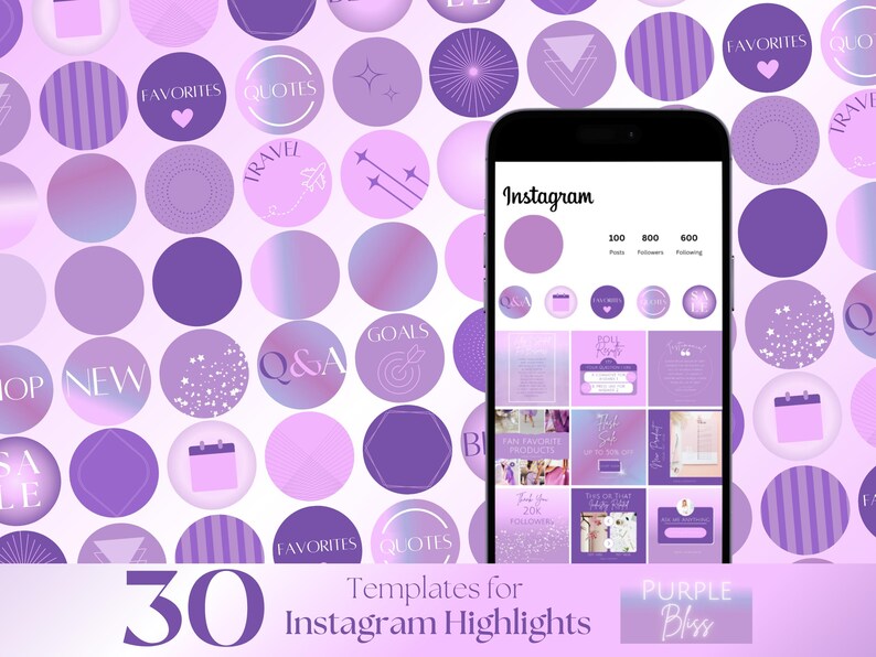 30 Purple Instagram Highlight Covers, Editable Canva Templates ...