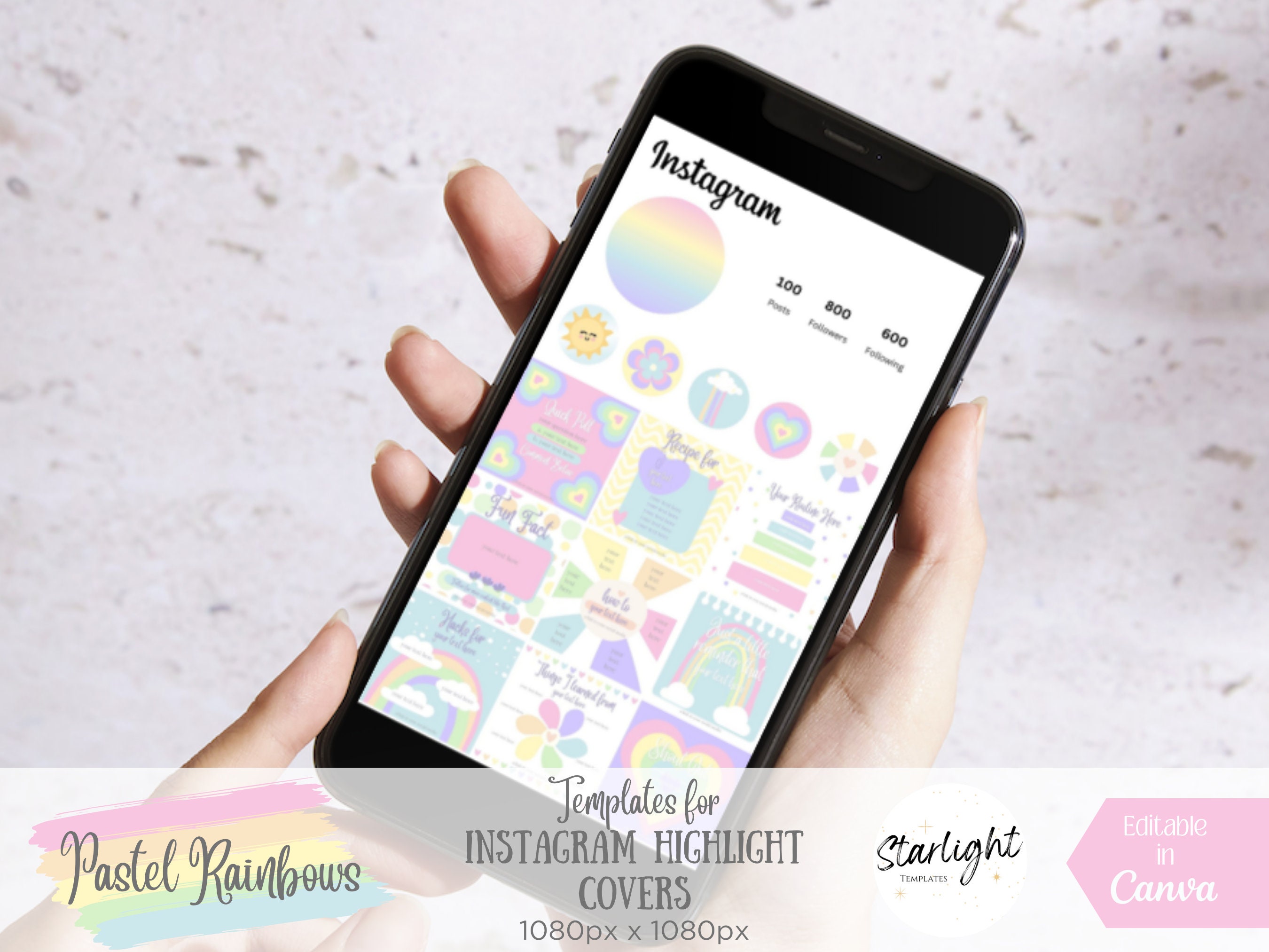 30 Rainbow Instagram Highlight Covers, Pastel Instagram Story Icons ...