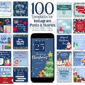 100 Christmas Instagram Templates Bundle, Instagram Posts, Insta ...
