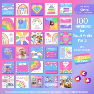 100 Bright Rainbow Instagram Templates, Colorful Instagram Posts, Cute ...