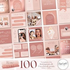 100 Pink Instagram Post Templates, Pink Social Media Templates, IG ...