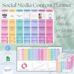 Full Year Social Media Content Calendar Planner, Google Sheets ...