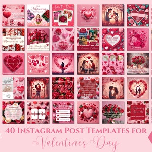 Valentine's Day Instagram Post Templates, February Instagram Posts ...