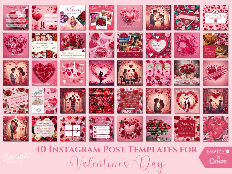 Valentine's Day Instagram Post Templates, February Instagram Posts ...