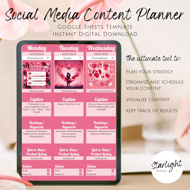 Social Media Content Planner Google Sheets Template Social Media ...