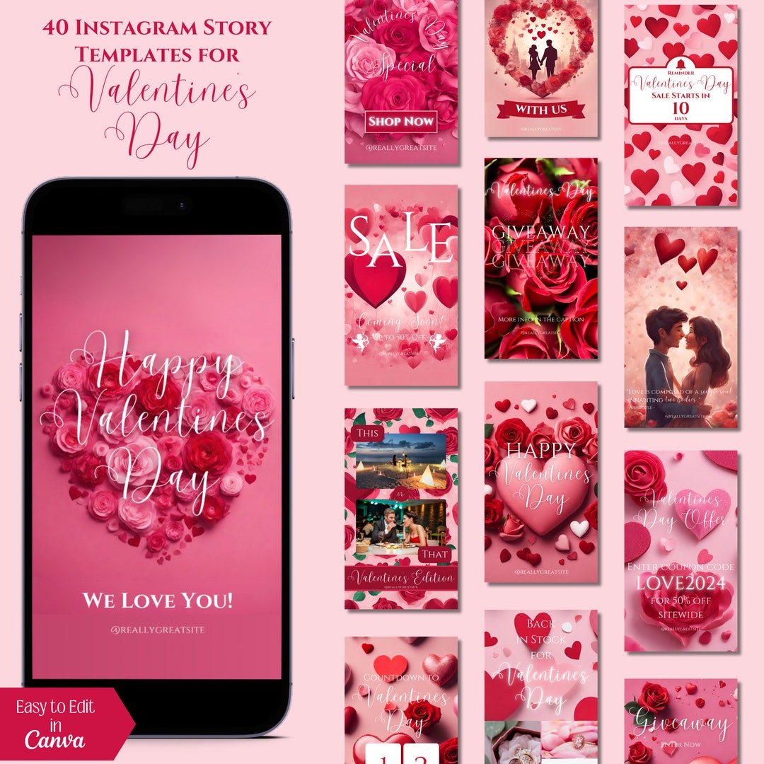 40 Instagram Story Templates, Instagram Valentine's Day Social Media ...