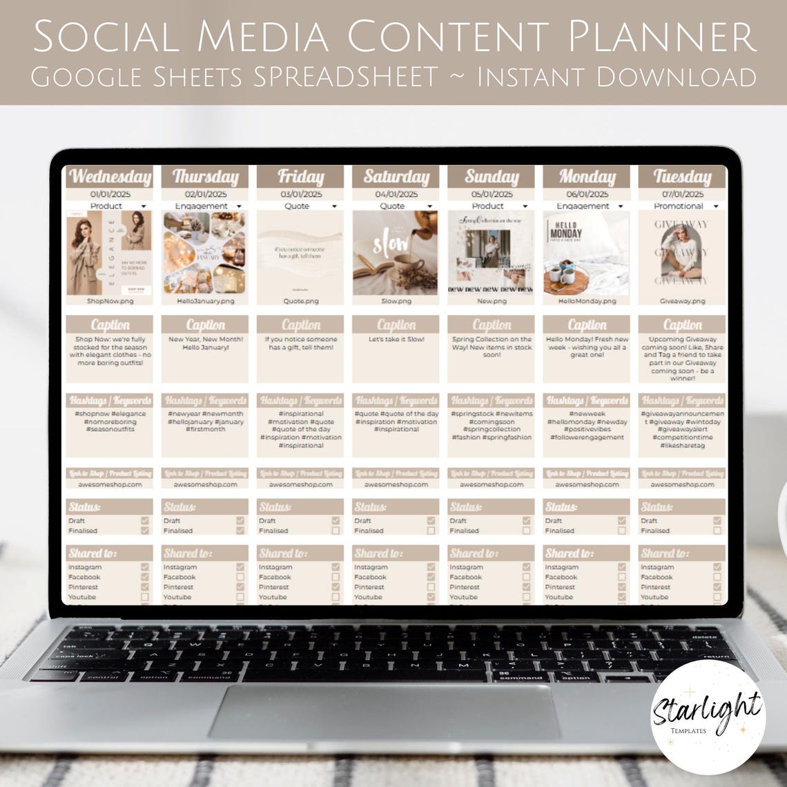Social Media Content Planner Google Sheets Template Social Media ...