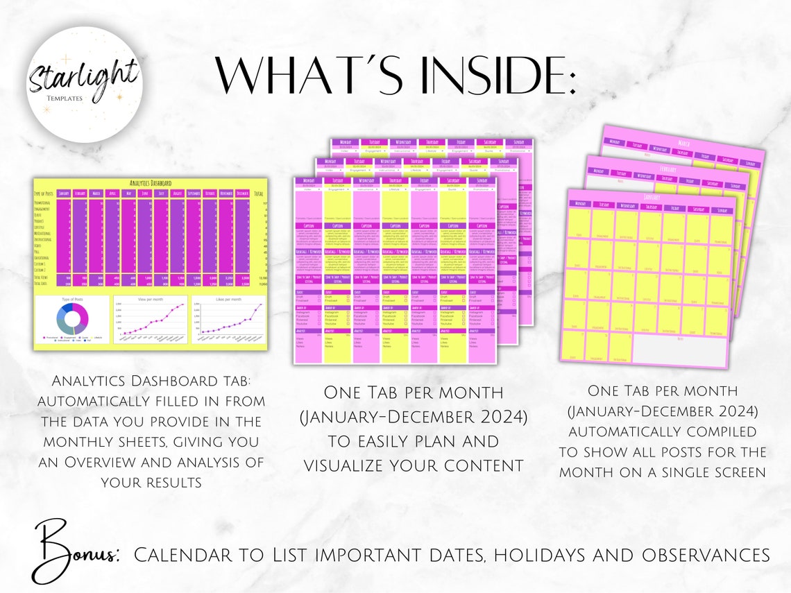 Social Media Content Calendar Tracker, Google Sheets Planner Template ...