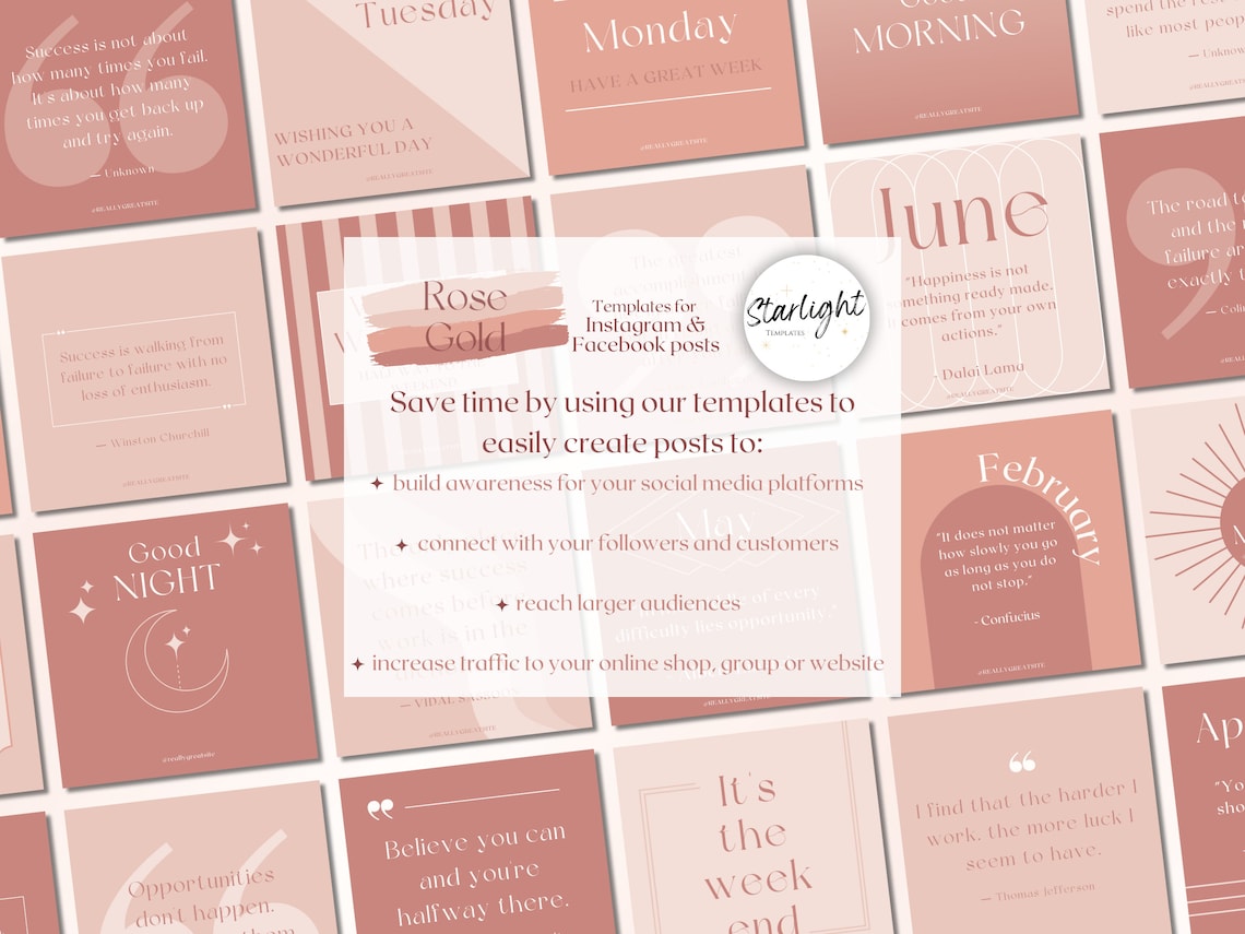 100 Pink Instagram Post Templates, Pink Social Media Templates, IG ...