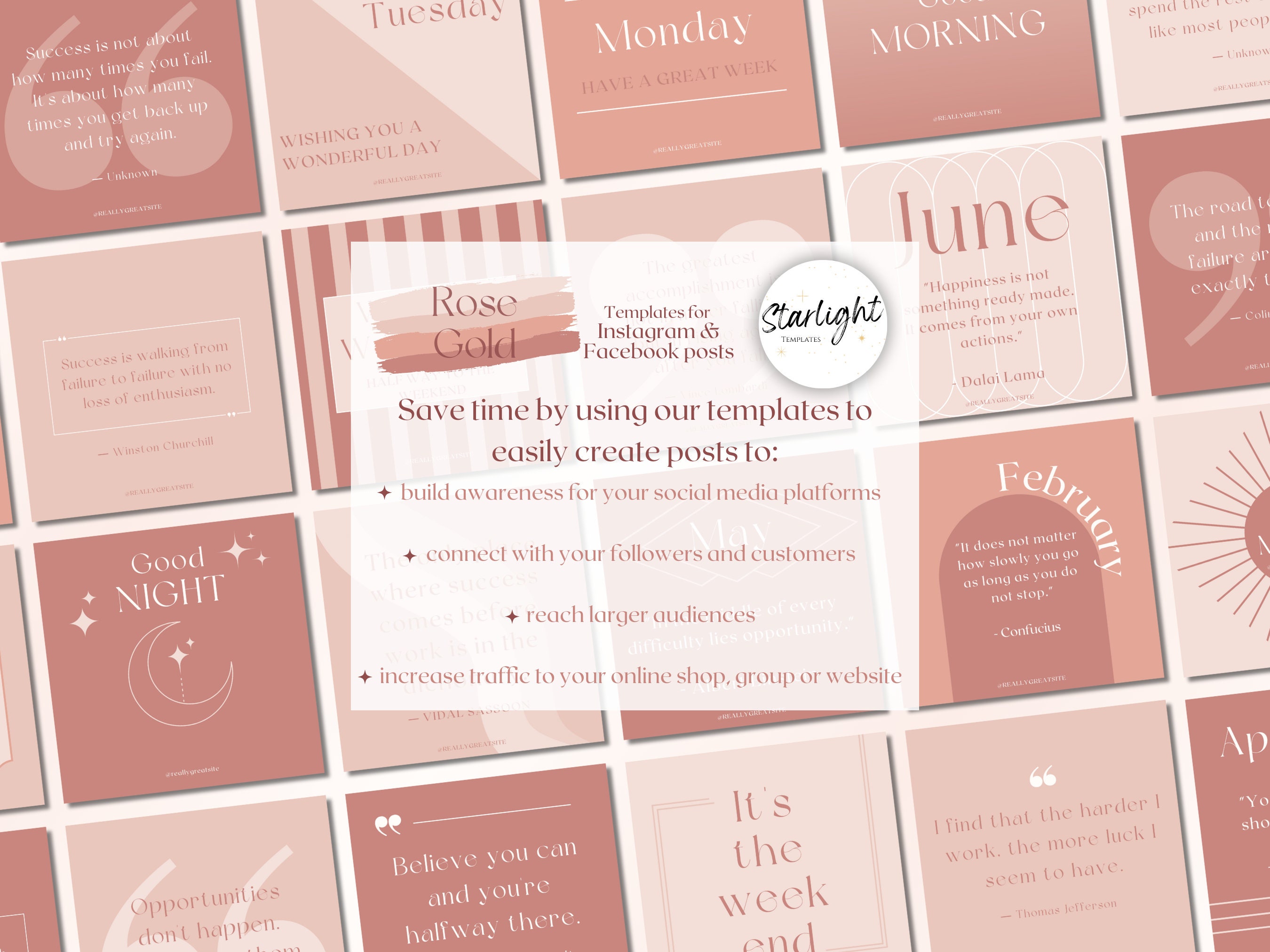 100 Pink Instagram Post Templates, Pink Social Media Templates, IG ...