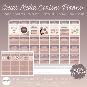 Full Year Social Media Content Planner, Google Sheets Template, Socials ...