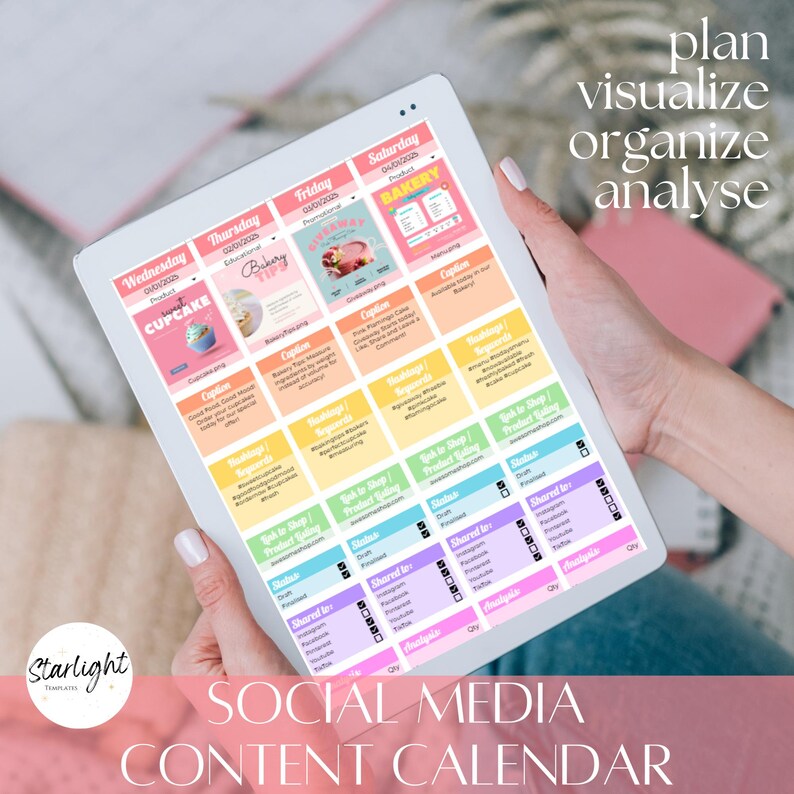 Full Year Social Media Content Calendar and Planner, Google Sheets ...