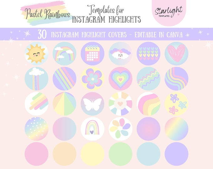 30 Pastel Rainbow Instagram Highlight Covers, Pastel Instagram Story ...