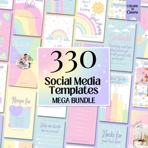 330 Instagram Templates Bundle, Pastel Rainbow Instagram Posts, Stories ...