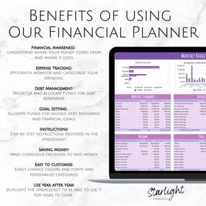 12-month Purple Budget Planner Spreadsheet, Financial Planner, Monthly ...