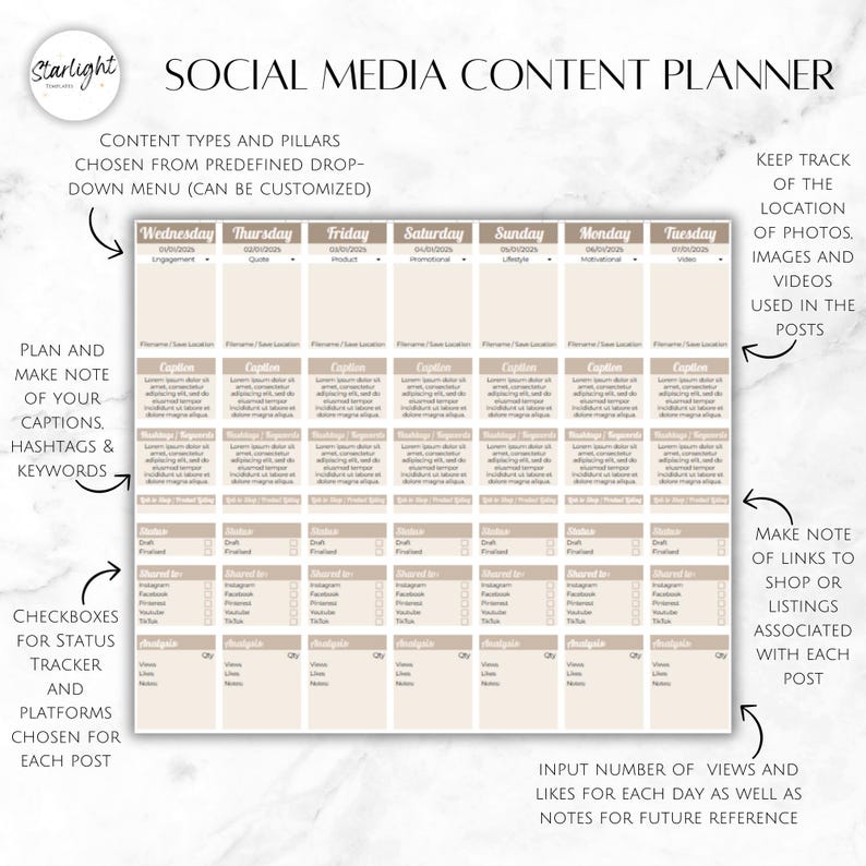 2025 Social Media Organizer, Beige Social Media Planner, Content ...