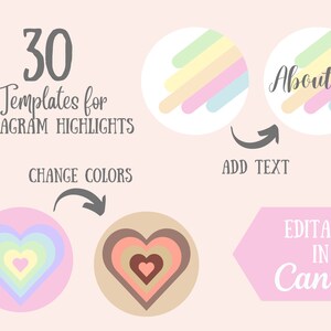 Pastel Rainbow Instagram Bundle, 100 Post Templates & 30 Highlight ...