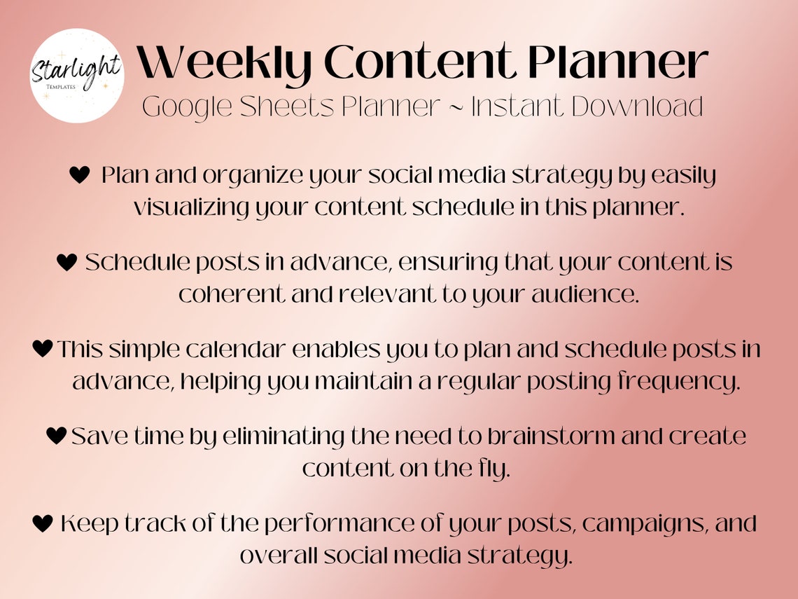 Social Media Content Planner Google Sheets Template Social Media ...