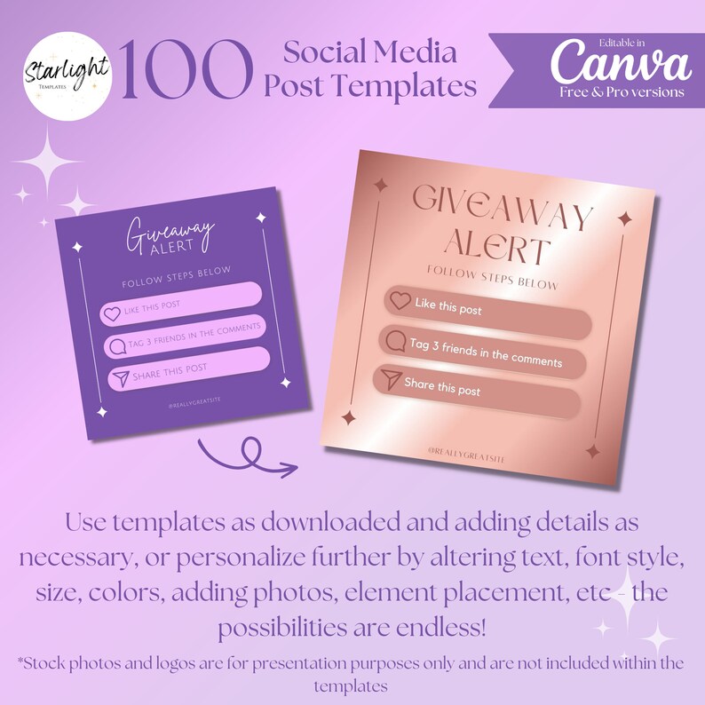 Purple Instagram Post Templates, Purple Violet IG Feed , Social Media ...