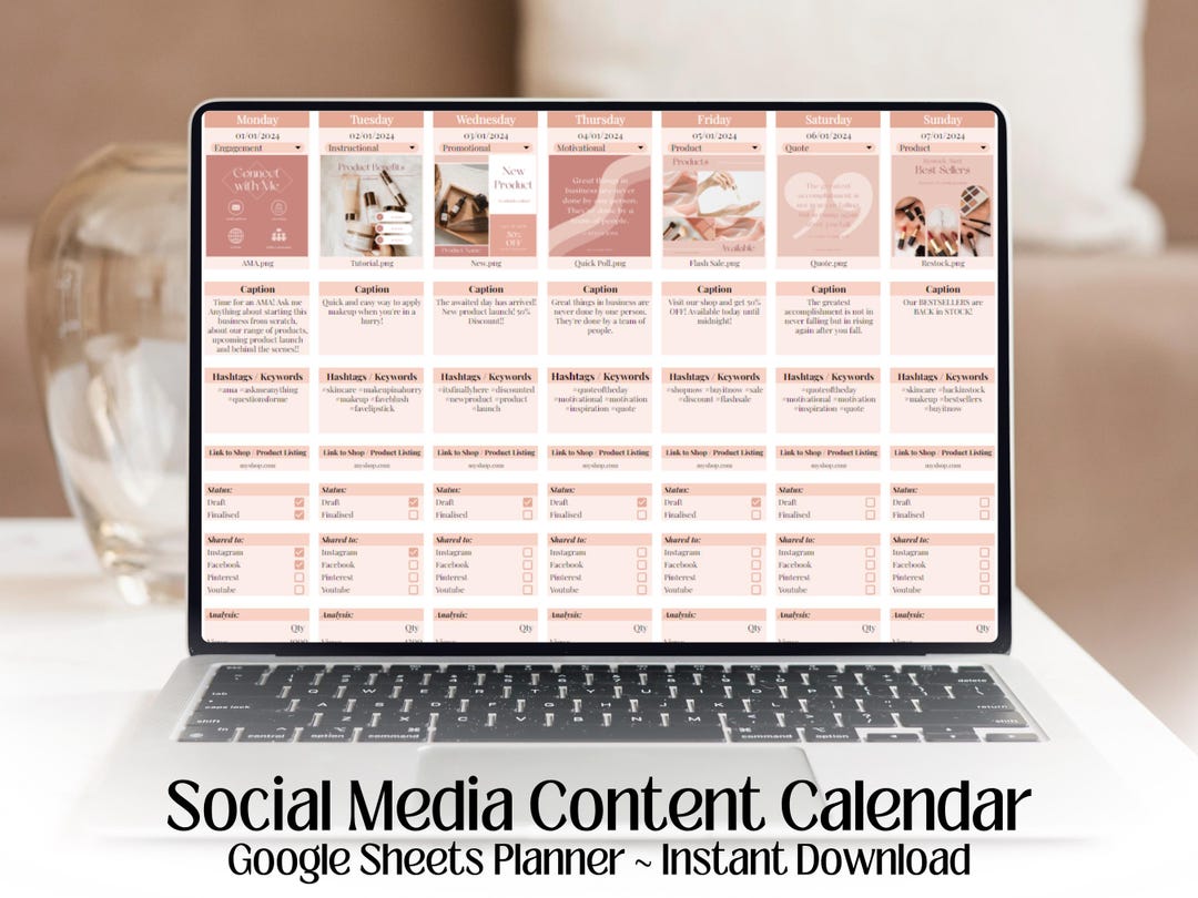 Social Media Content Planner Google Sheets Template Social Media ...