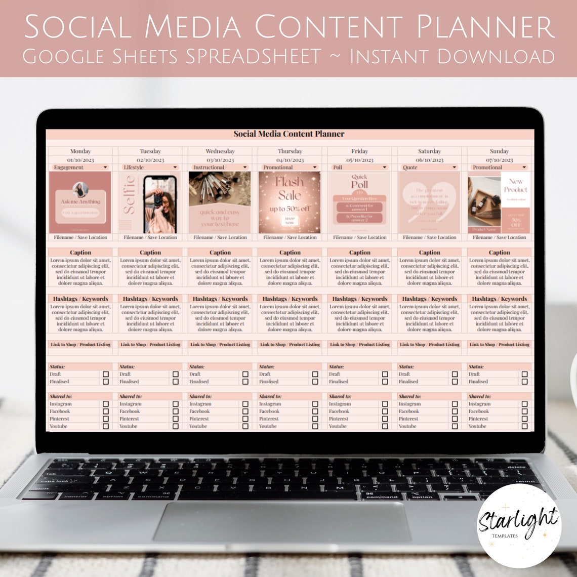 Social Media Content Planner Google Sheets Template Social Media ...