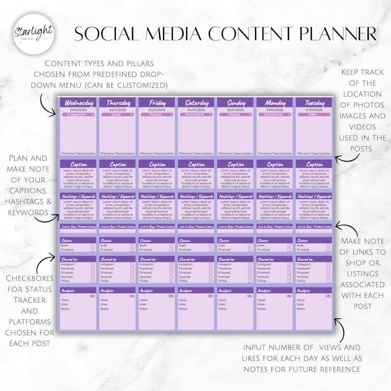 Social Media Content Planner Google Sheets Template Social Media ...