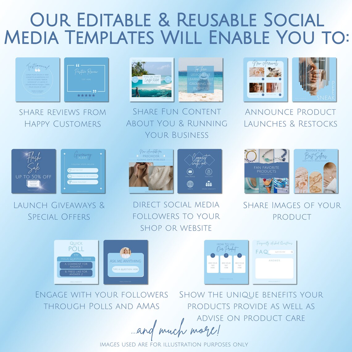 Instagram Templates for Small Business Owner, Blue Social Media ...