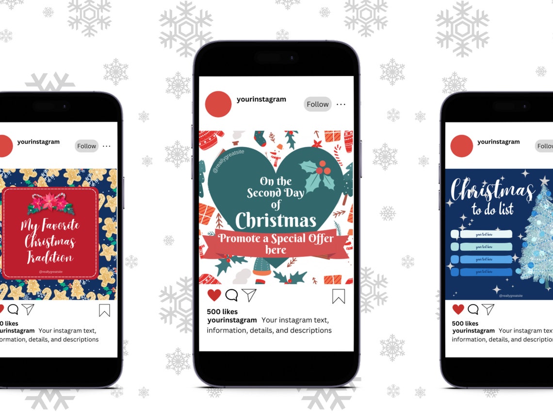 50 Christmas Instagram Post Templates: Festive Social Media (canva ...