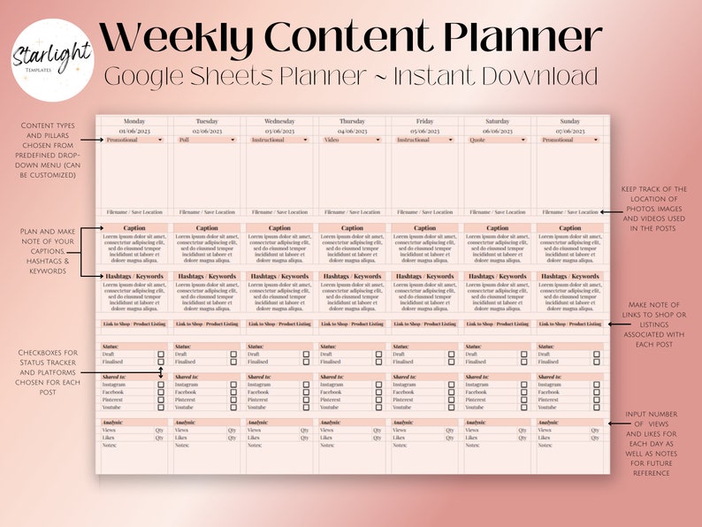 Social Media Content Planner Google Sheets Template Social Media ...