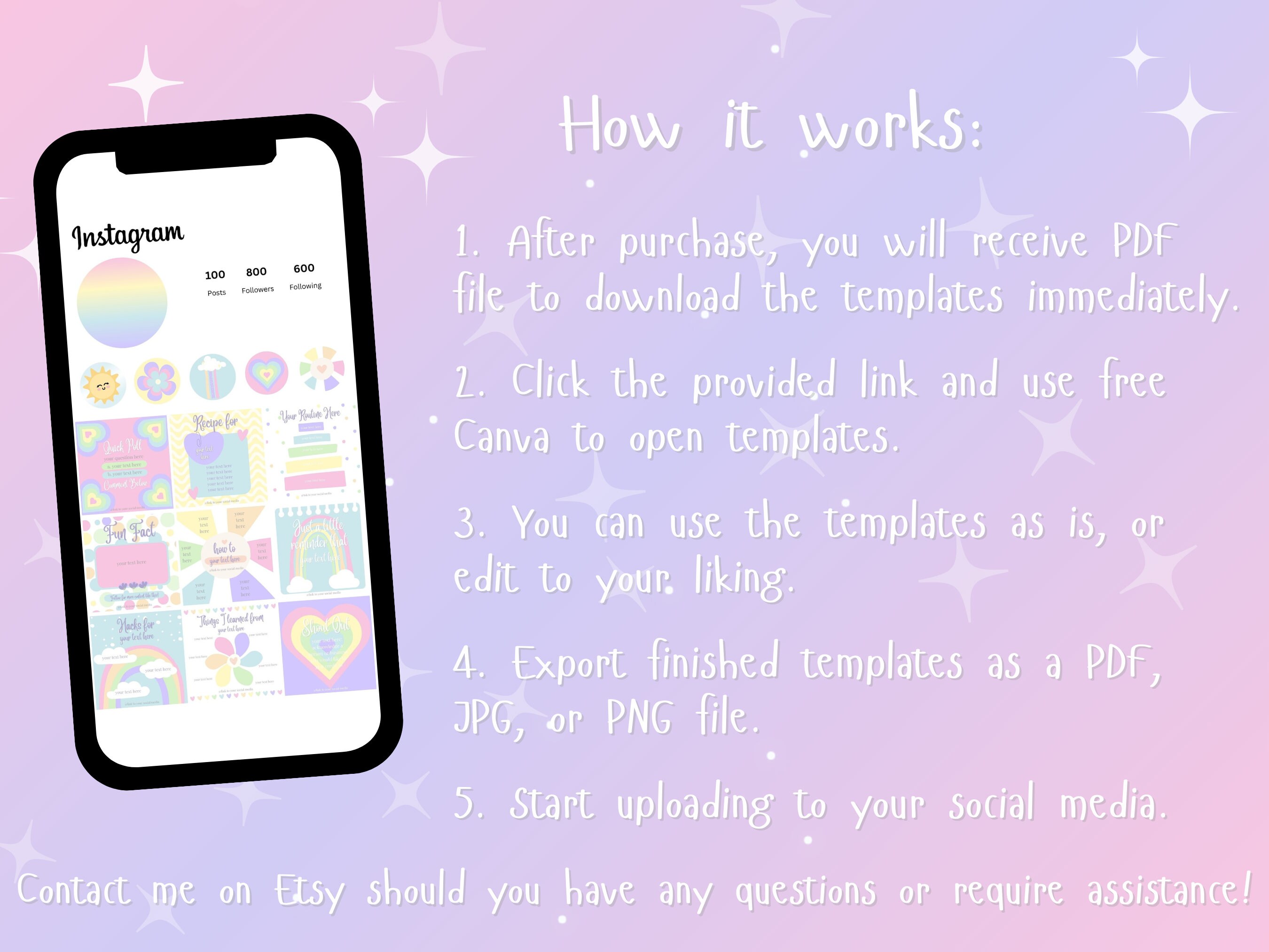 Pastel Rainbow Instagram Templates, Instagram Rainbow Posts, Social ...