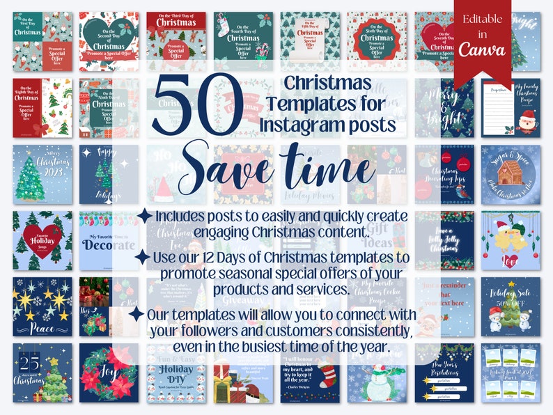 50 Christmas Instagram Post Templates, Christmas Social Media Posts ...